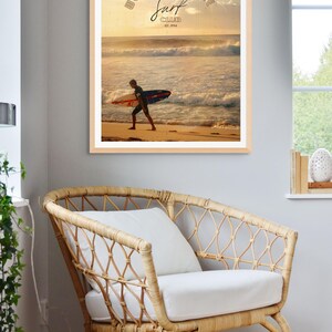 Retro Surf Poster, Oahu Hawaii North Shore Beach Poster, Surfing Beach ...