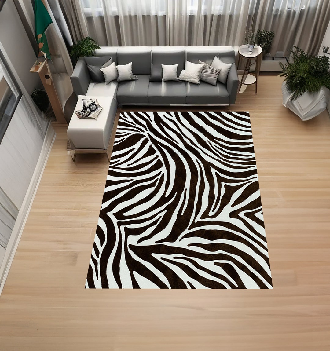 Zebra Pattern Rugs, Zebra Rug, Black-white, Living Room, Custom Rug ...