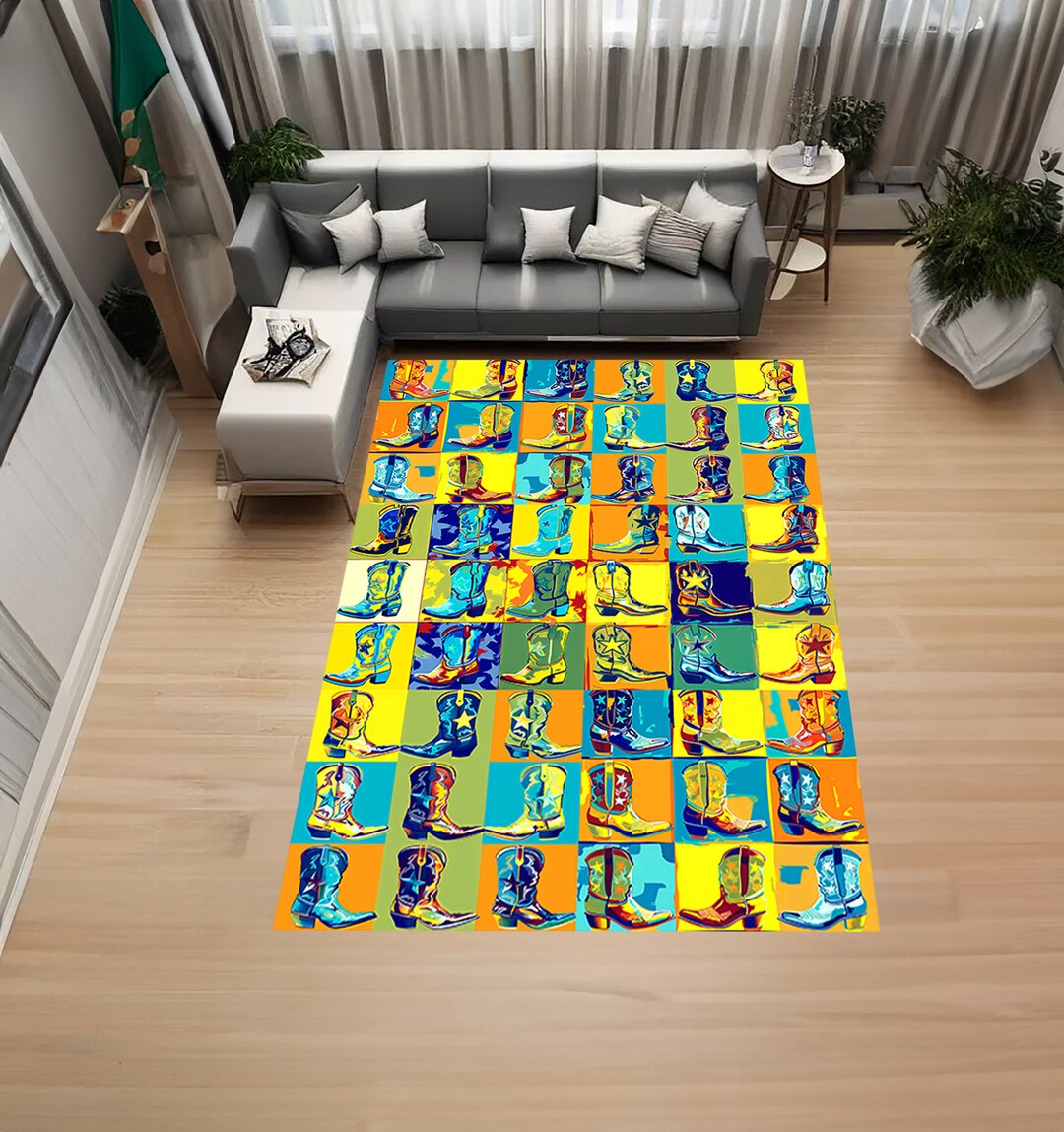 Boot Pattern Rug, Cowboy Boots Rug, Western, Cowgirl Rug, Boots Rug ...