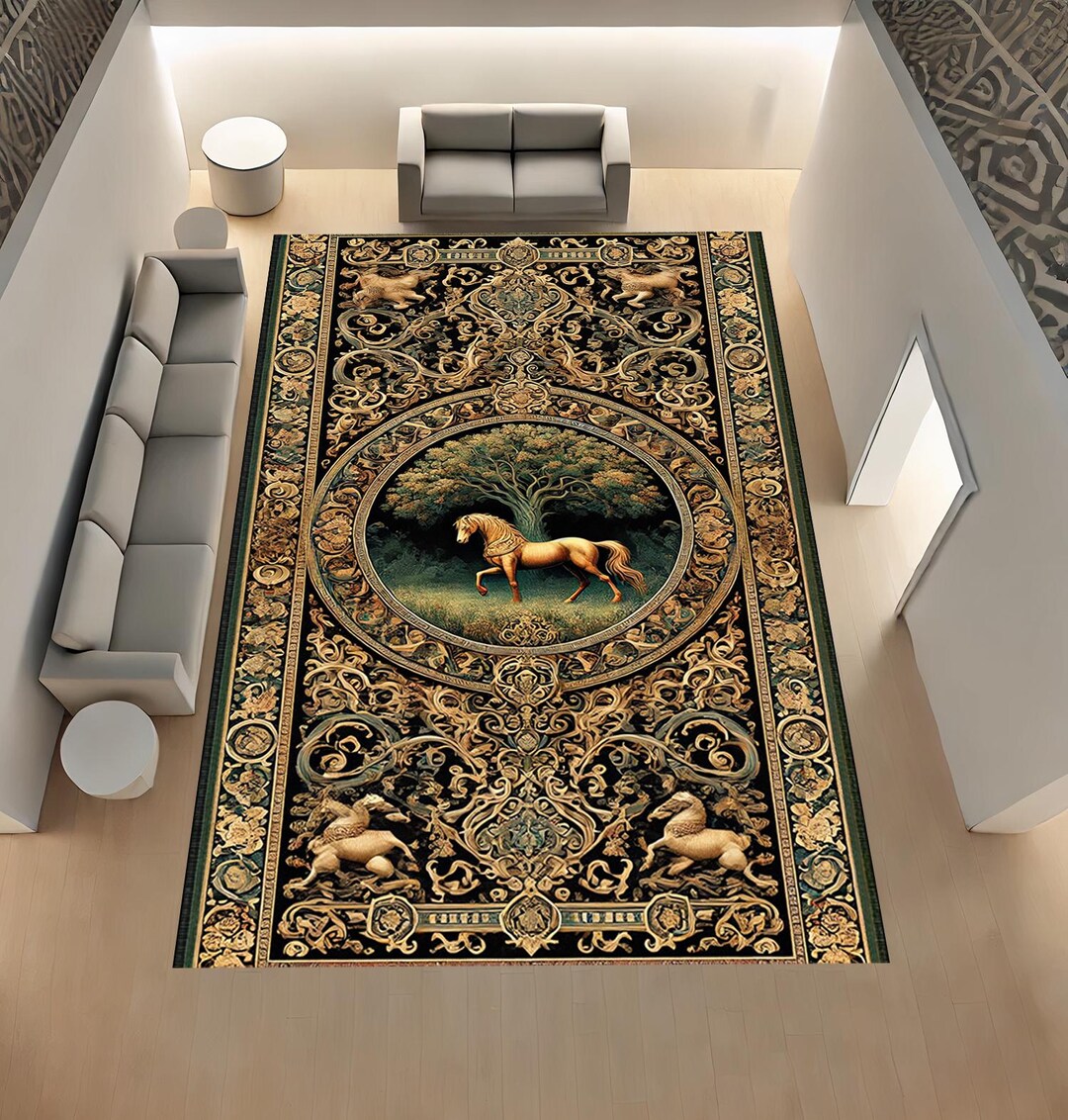 Horse Rug, Oriental Style Bordered, Fantastic Model, Mustang, Animal ...