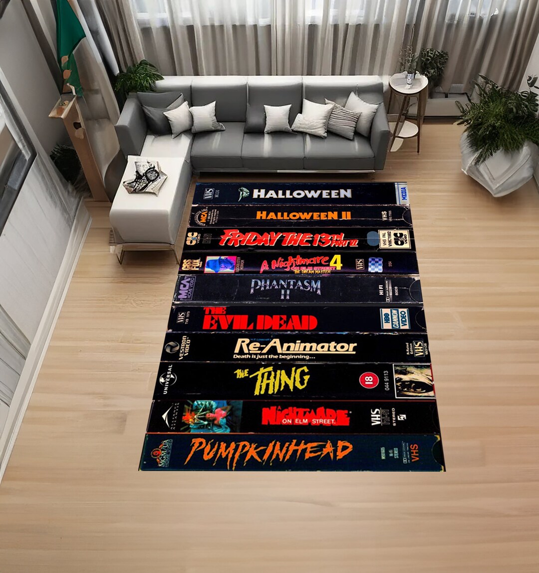 Retro Horror VHS Movie Rug: Colorful Non-slip Area Carpet - Etsy