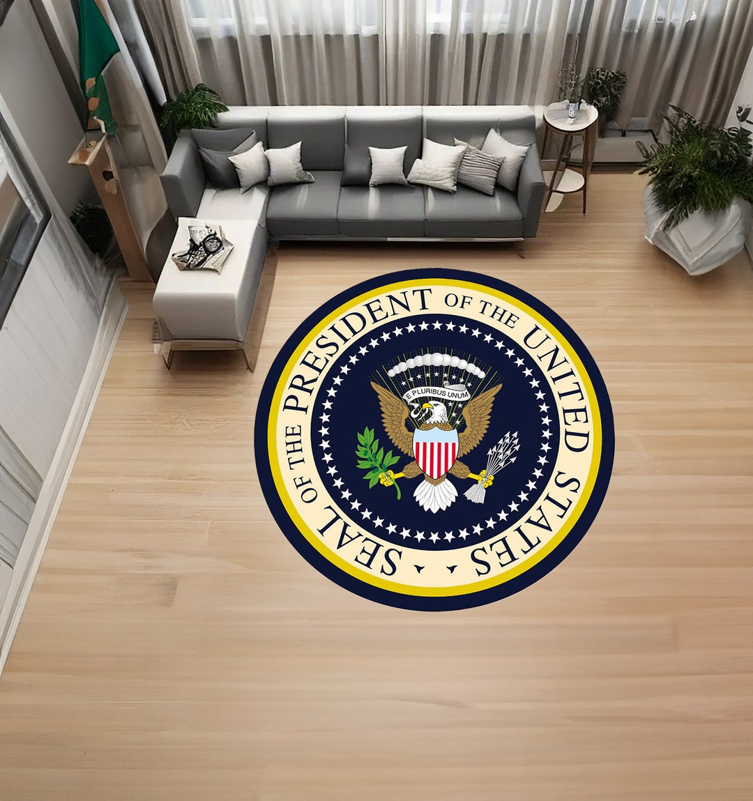 Round Rug, United States, Seal, President, Office Decor Rug, Home Decor ...