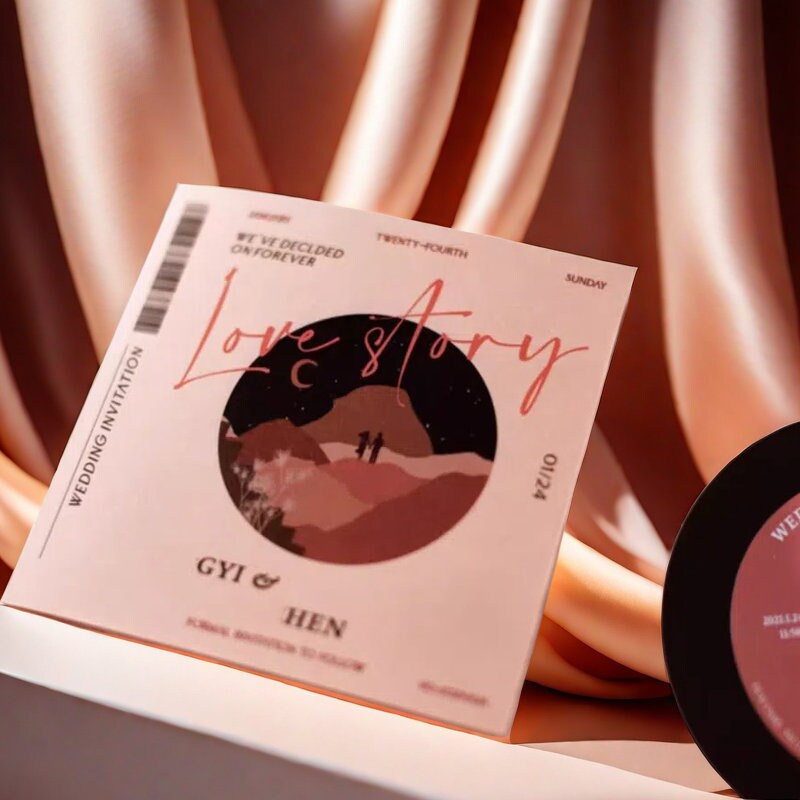 Custom Real Vinyl Wedding Invitation, Custom Music Theme CD Wedding ...