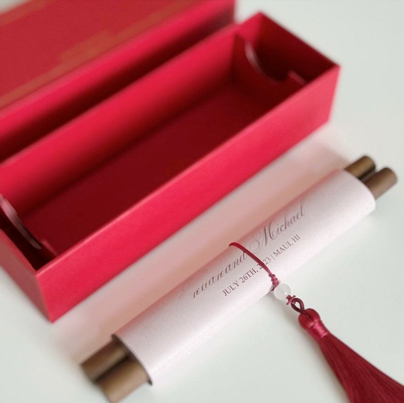 Vintage Scroll Invitation Wedding Scroll Invitation, Party, Asian ...