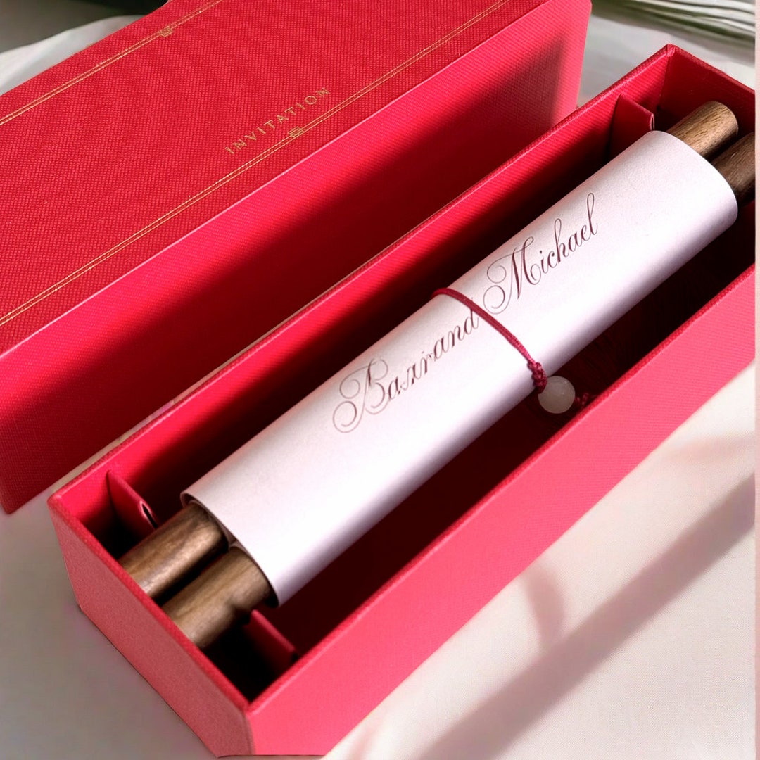 Vintage Scroll Invitation Wedding Scroll Invitation, Party, Asian ...