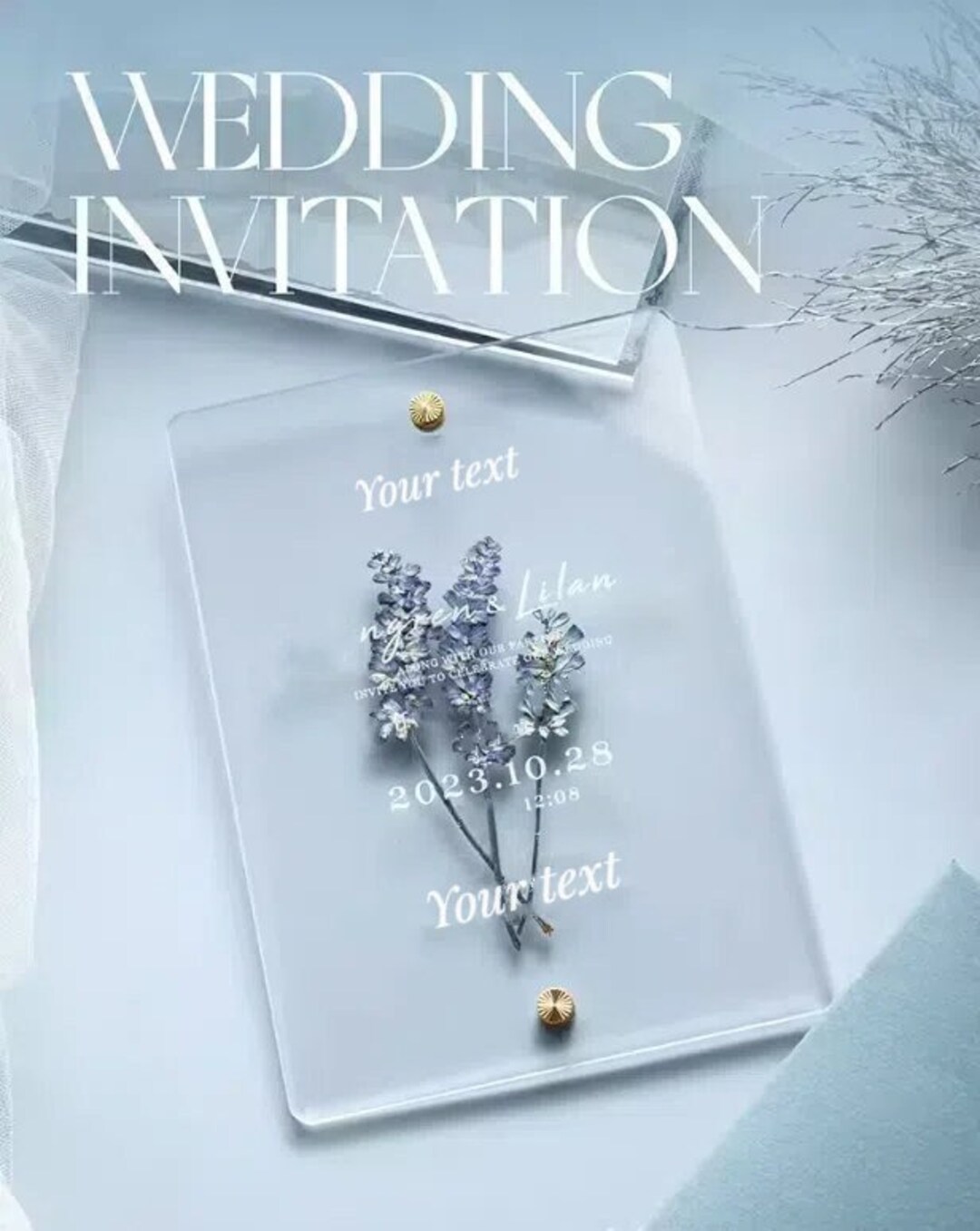 Custom Acrylic Wedding Invitation, Personalized Wedding Invitation ...