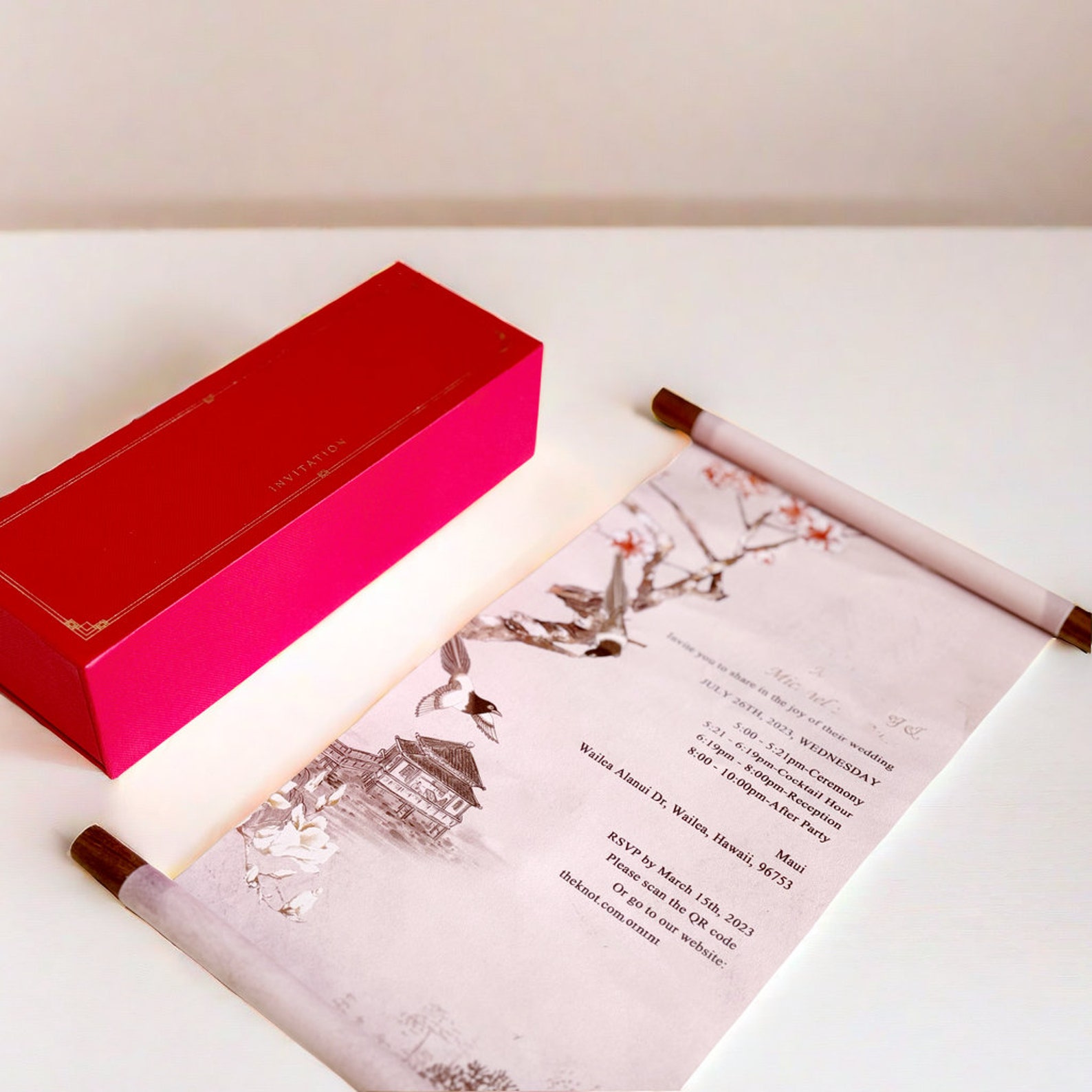 Vintage Scroll Invitation Wedding Scroll Invitation, Party, Asian ...