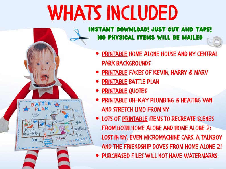 Home Alone Easy Elf Printable Instant Download, Home Alone Elf Props ...