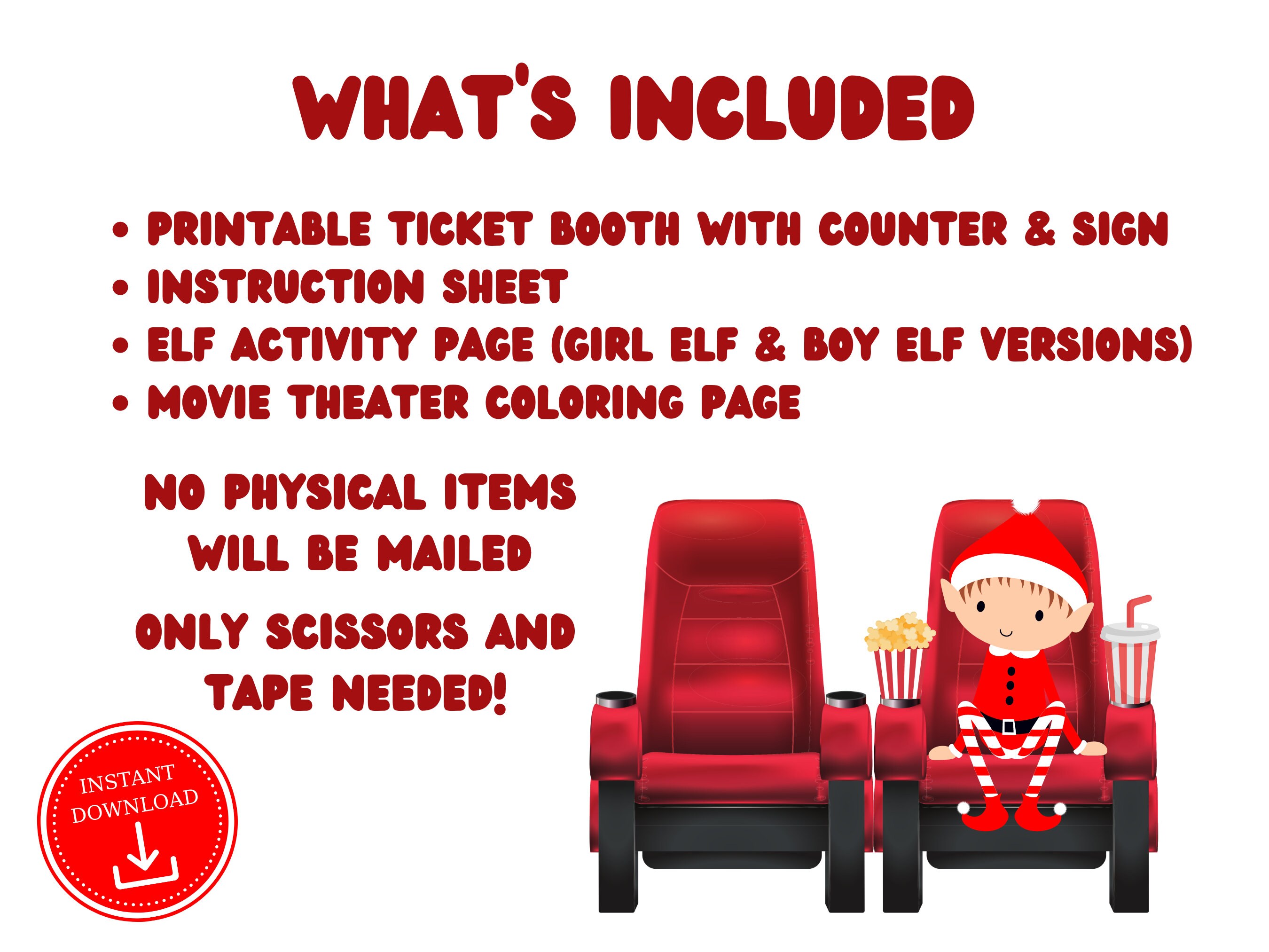 Elf Printable Movie Ticket Booth - Printable Elf Props, Printable Elf ...