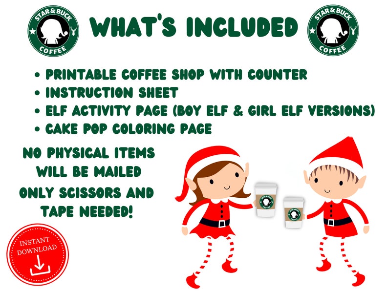 Elf Printable Starbucks Shop - Printable Elf Props, Printable Elf ...