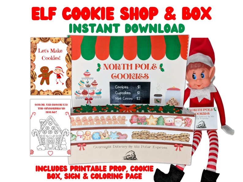 Elf Printable Cookie Shop - Printable Elf Props, Printable Elf ...