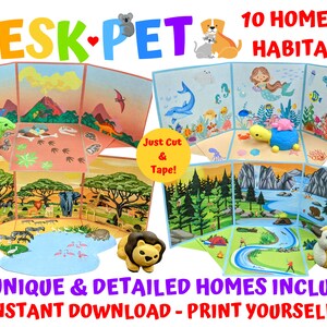 10 Printable Desk Pet Homes Habitats - Desk Pet Reward - Desk Pet ...