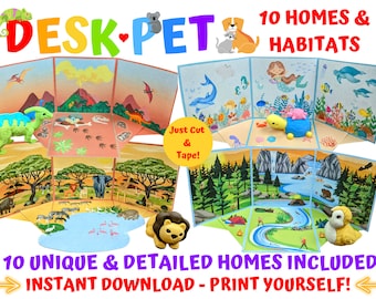 10 Printable Desk Pet Homes Habitats Desk Pet Reward Desk Pet Printable ...