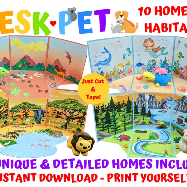 10 Printable Desk Pet Homes Habitats Desk Pet Reward Desk Pet Printable ...