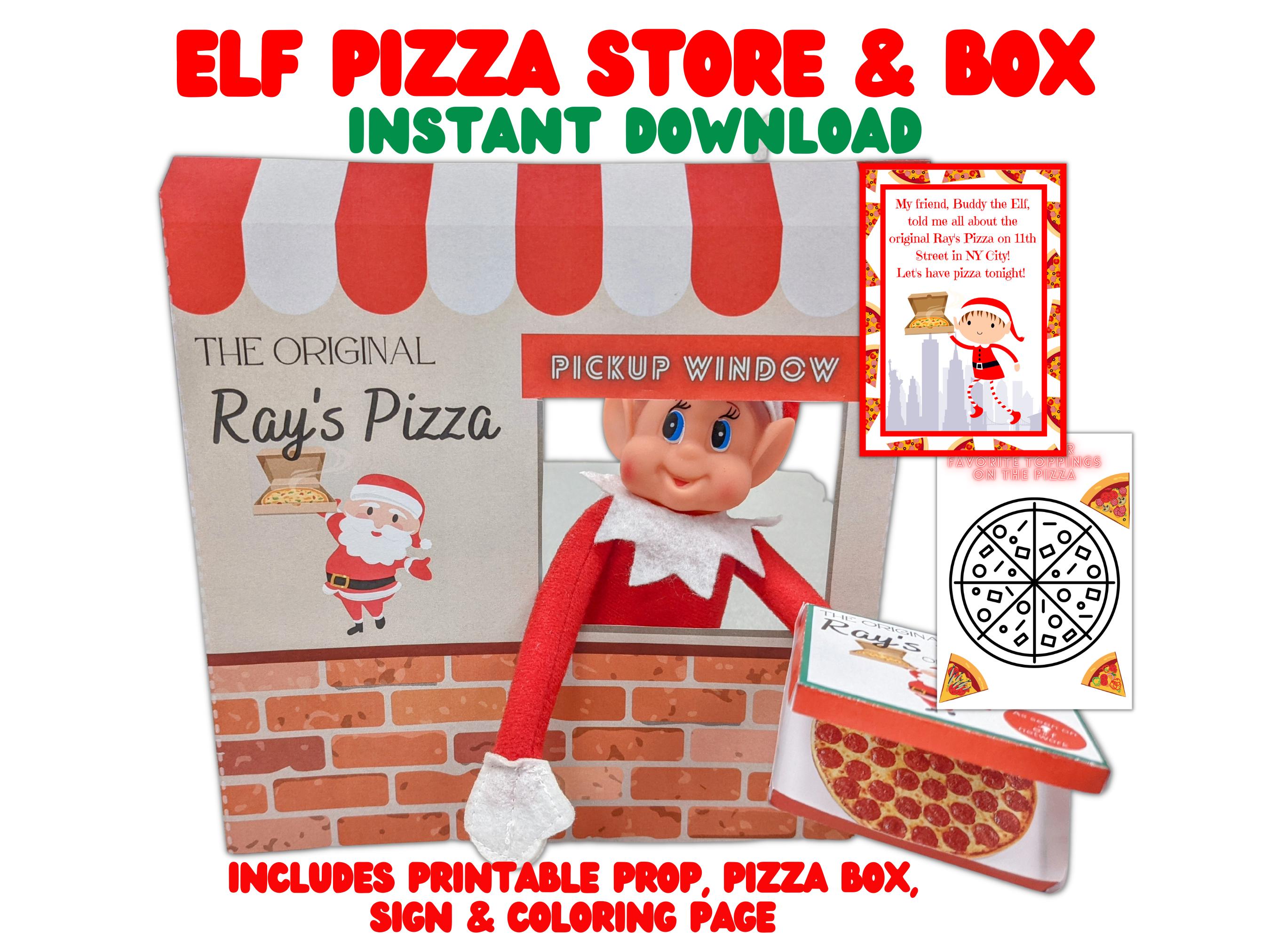 Elf Printable Pizza Shop and Pizza Box - Printable Elf Props, Printable ...