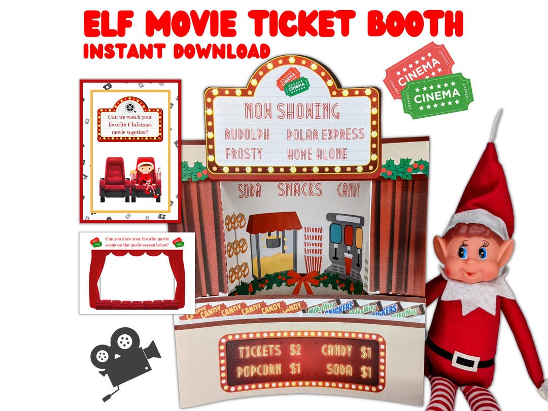 Elf Printable Movie Ticket Booth - Printable Elf Props, Printable Elf ...