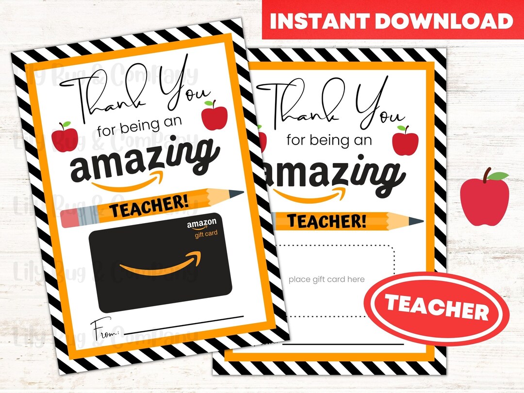 Teacher Appreciation Printable Gift Card Holder Amazing Teacher Gift ...