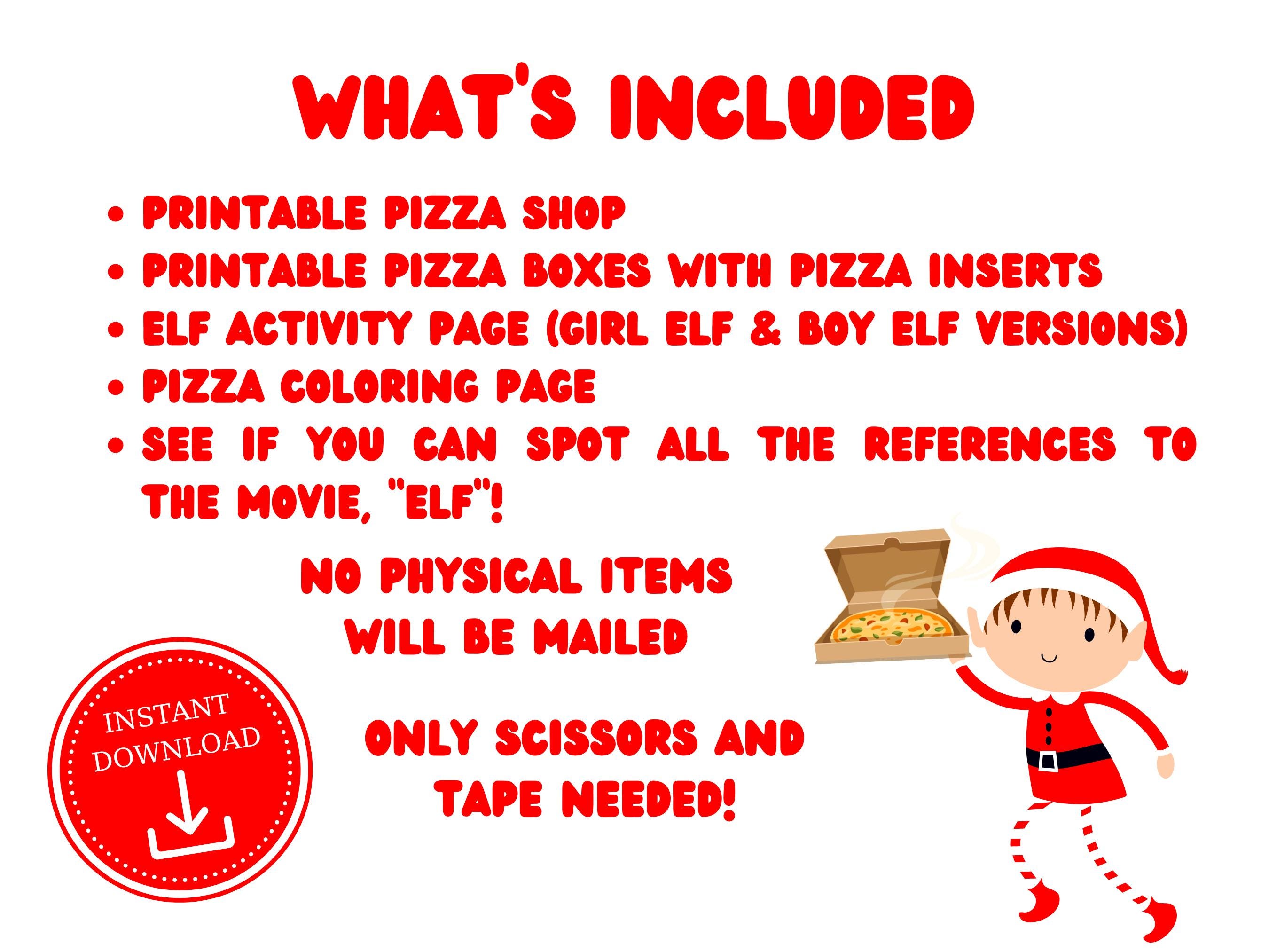 Elf Printable Pizza Shop and Pizza Box - Printable Elf Props, Printable ...