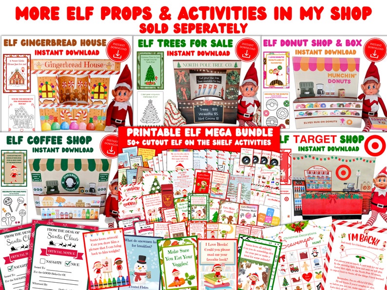 Printable Elf Games and Activities, INSTANT DOWNLOAD, Elf Props ...