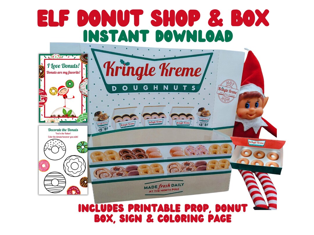 Elf Printable Krispy Kreme Doughnuts Shop - Printable Elf Props ...