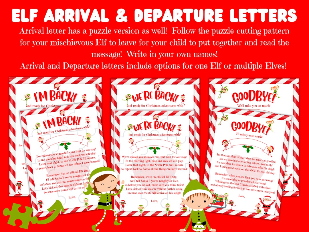 Printable Elf Arrival Puzzle Letter, Return Letter, Christmas Elf I'm ...