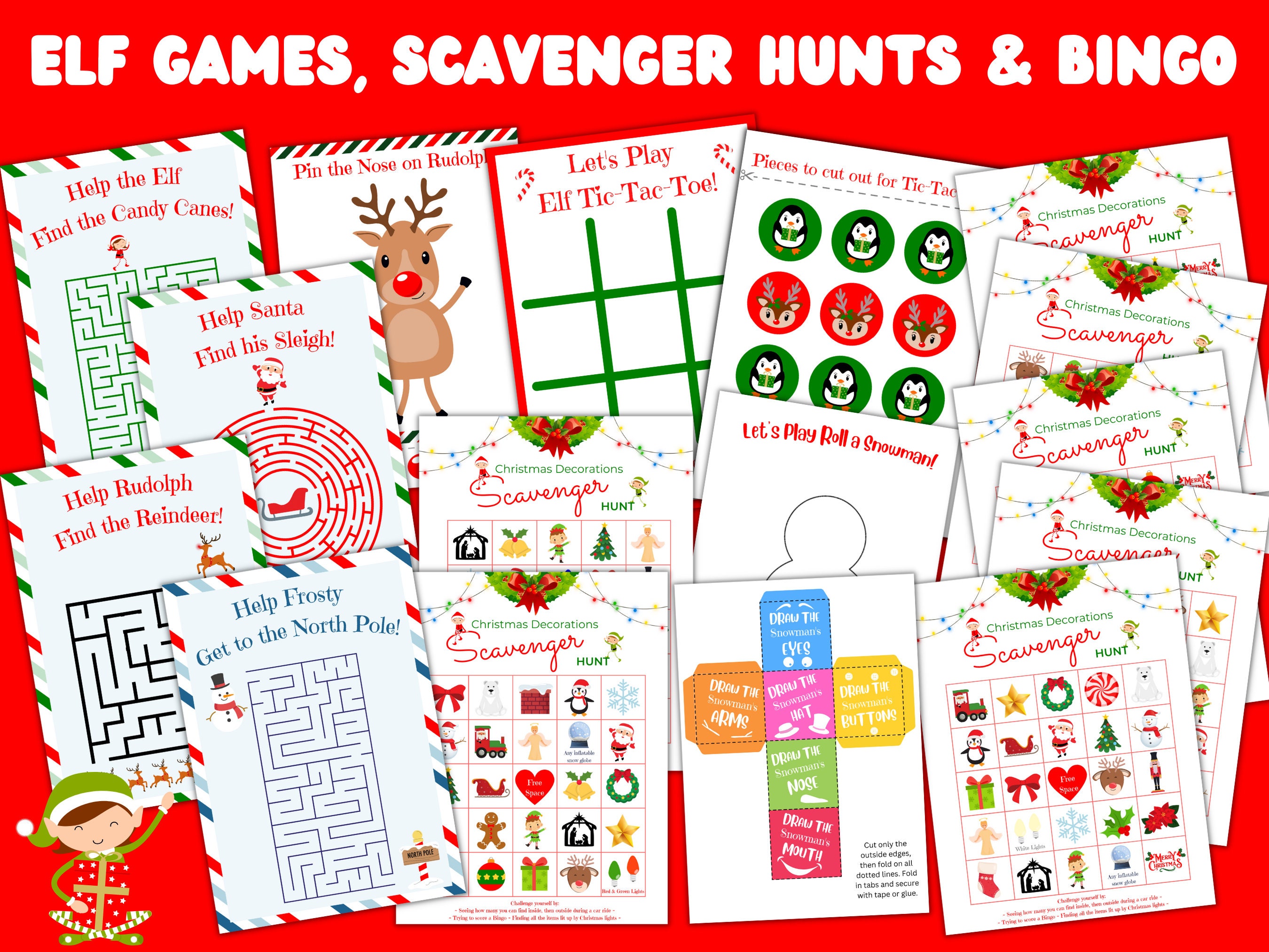 Printable Elf Games and Activities INSTANT DOWNLOAD Elf - Etsy