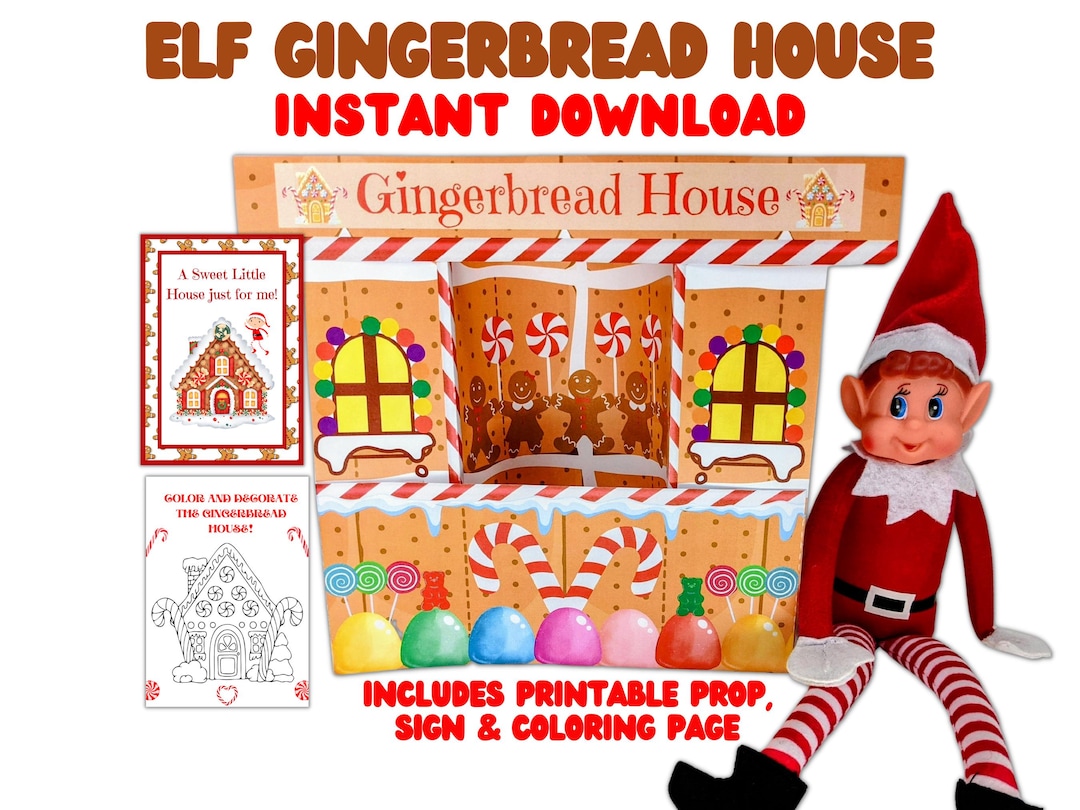 Elf Printable Gingerbread House - Printable Elf Props, Printable Elf ...