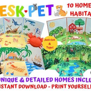 10 Printable Desk Pet Homes Habitats Desk Pet Reward Desk Pet Printable ...