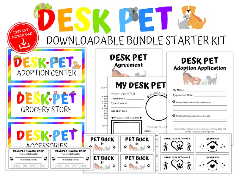 Desk Pet Bundle Starter Kit Printable - Desk Pets - Desk Pet Printable ...