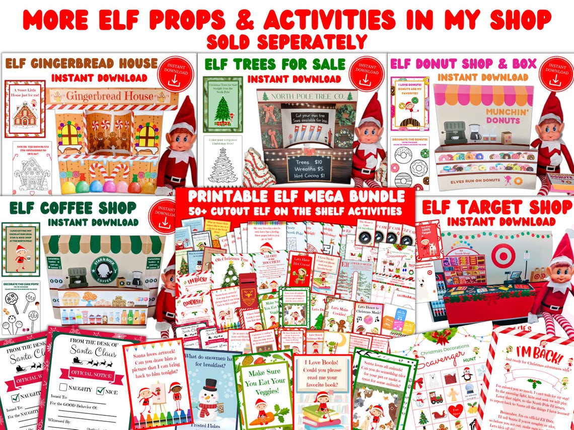 Elf Printable Cut Your Own Tree Stand - Printable Elf Props, Printable ...