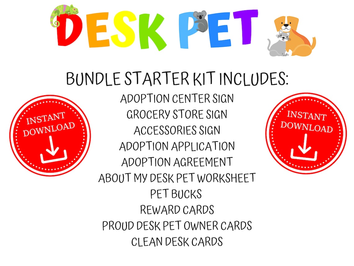 Desk Pet Bundle Starter Kit Printable - Desk Pets - Desk Pet Printable ...