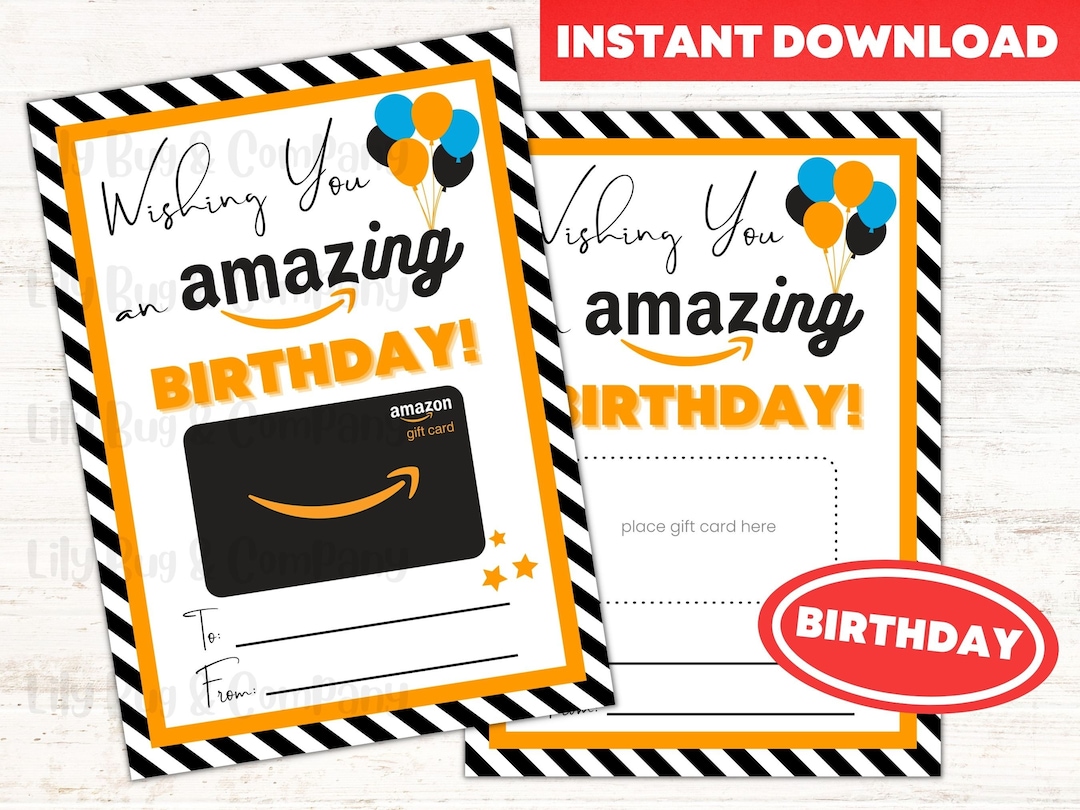 Printable Birthday Amazon Gift Card Holder, Printable Friend Gift Card ...