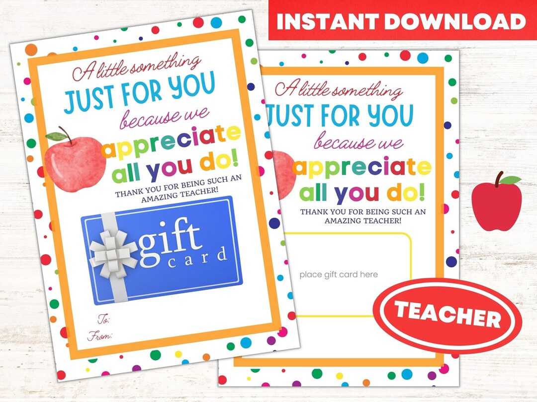 Teacher Christmas Printable Gift Card Holder, Amazing Teacher Gift ...