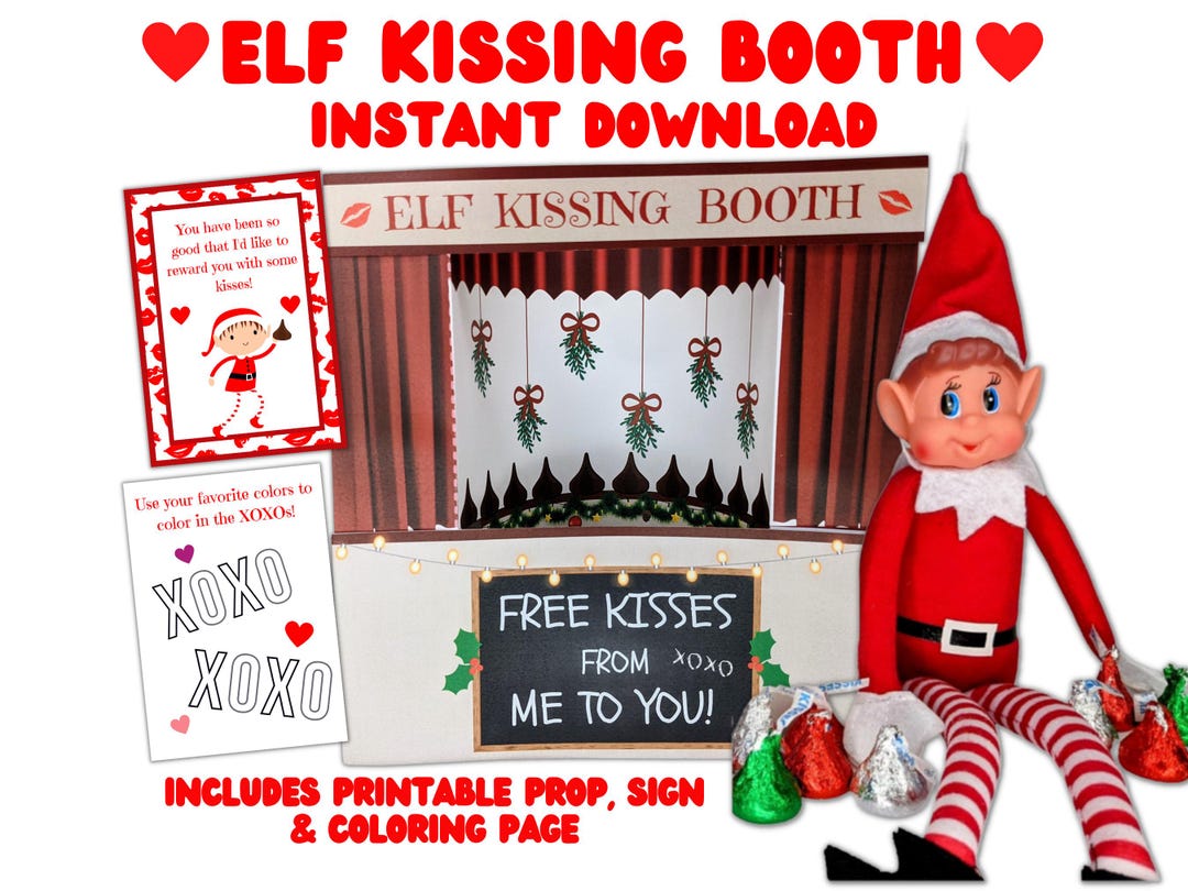 Elf Printable Kissing Booth - Printable Elf Props, Printable Elf ...