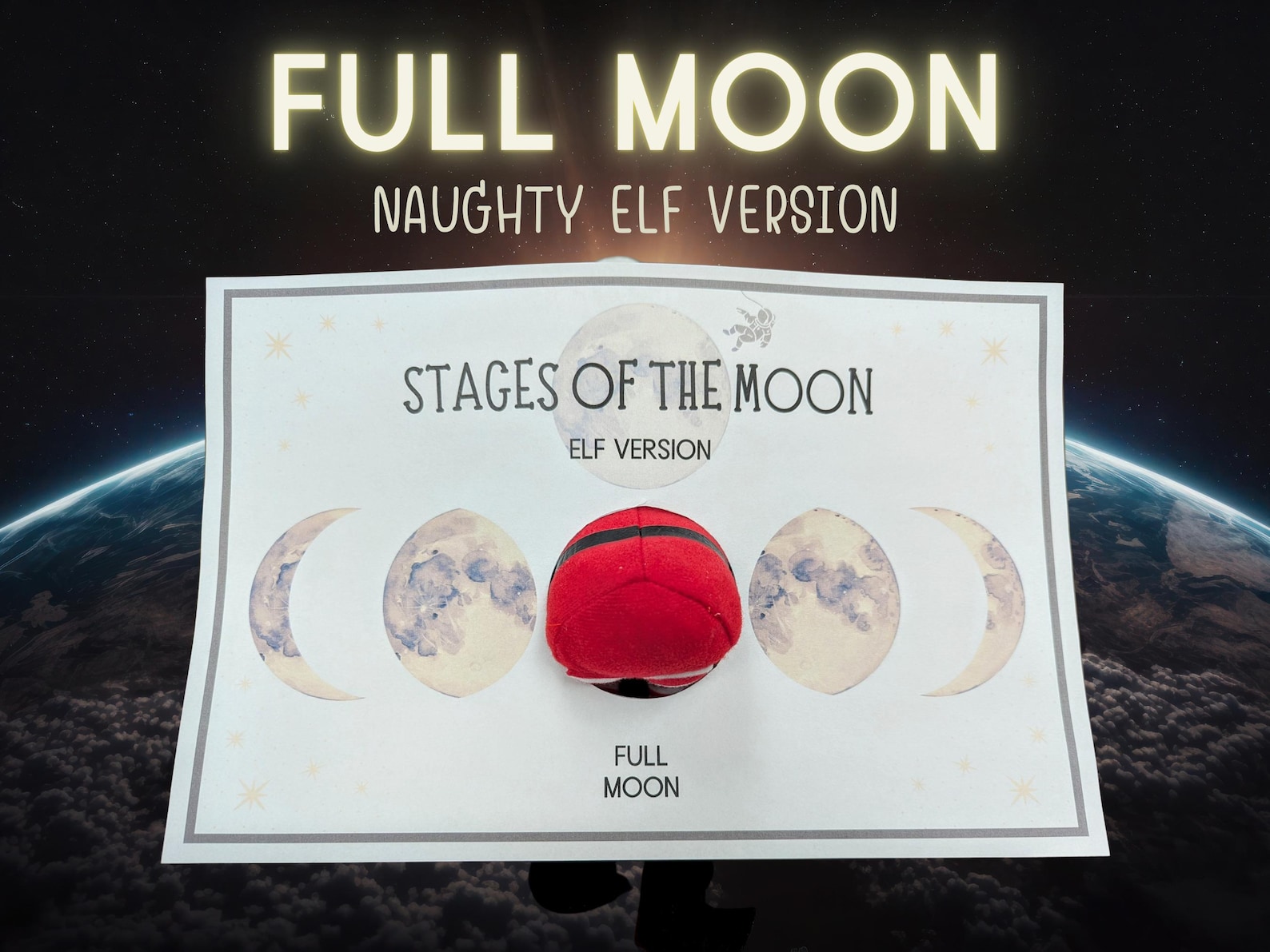 Elf Stages of the Moon Printable, Full Moon Elf Version, Funny Elf ...