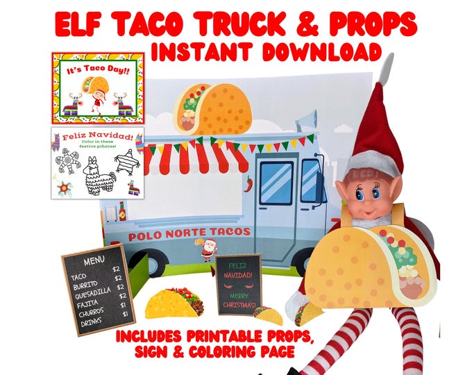 Christmas Elf Taco, Elf Prop, Elf Taco, Instant Download, Christmas Elf ...
