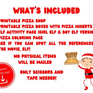 Elf Printable Pizza Shop and Pizza Box Printable Elf Props - Etsy