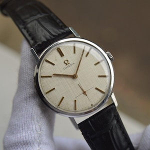 1962 Vintage Omega Small Seconds Steel Linen Dial Rare Mechanical Dress ...