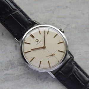 1962 Vintage Omega Small Seconds Steel Linen Dial Rare Mechanical Dress ...