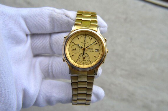 September 1988 Seiko World Timer Gold Quartz Rare Ala… - Gem
