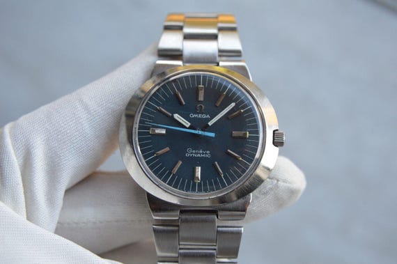 1970s Omega Geneve Dynamic Blue Dial Men's Rare Autom… - Gem