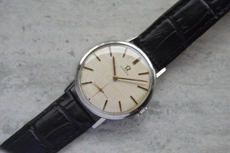 1962 Vintage Omega Small Seconds Steel Linen Dial Rare Mechanical Dress ...