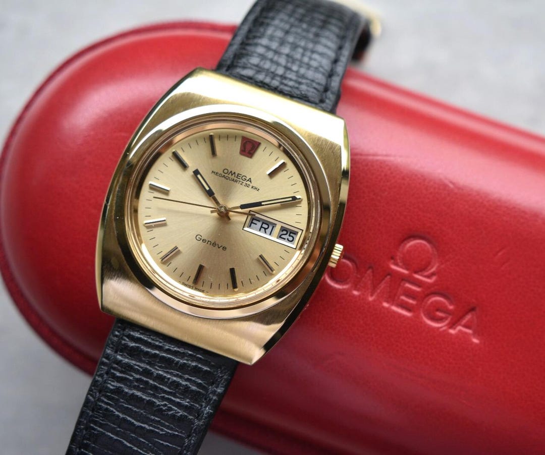 1972 Vintage Omega Geneve Megaquartz Gold Men's Day Date Quartz Rare ...