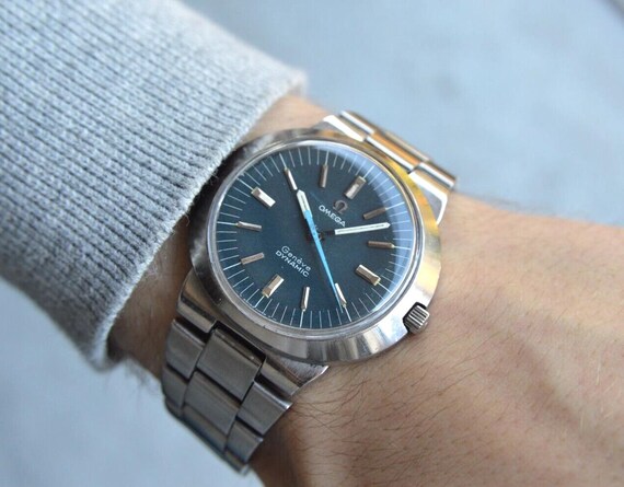 1970s Omega Geneve Dynamic Blue Dial Men's Rare Autom… - Gem