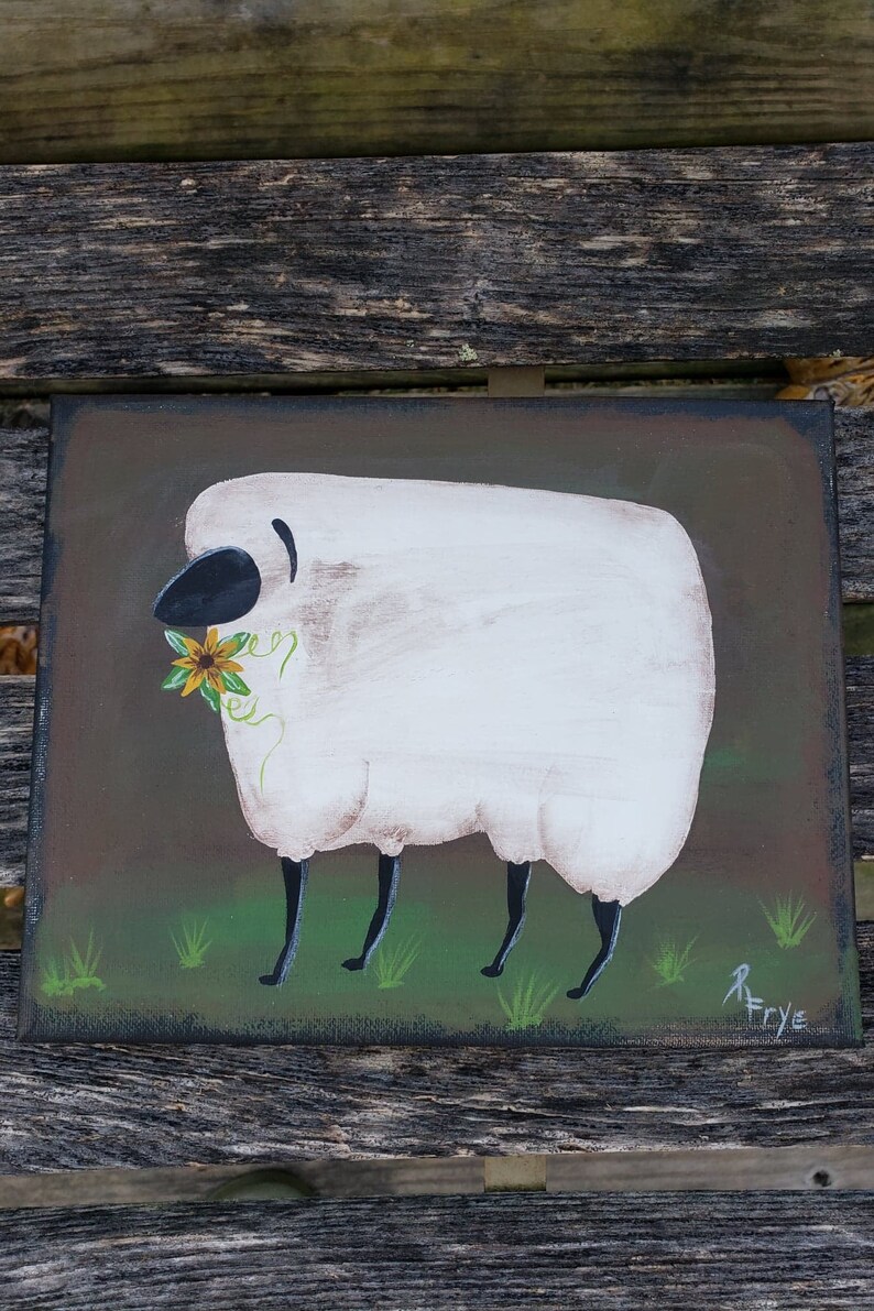 Colonial Sheep Painting Original Canvas Wall Art Home Decor Hand ...