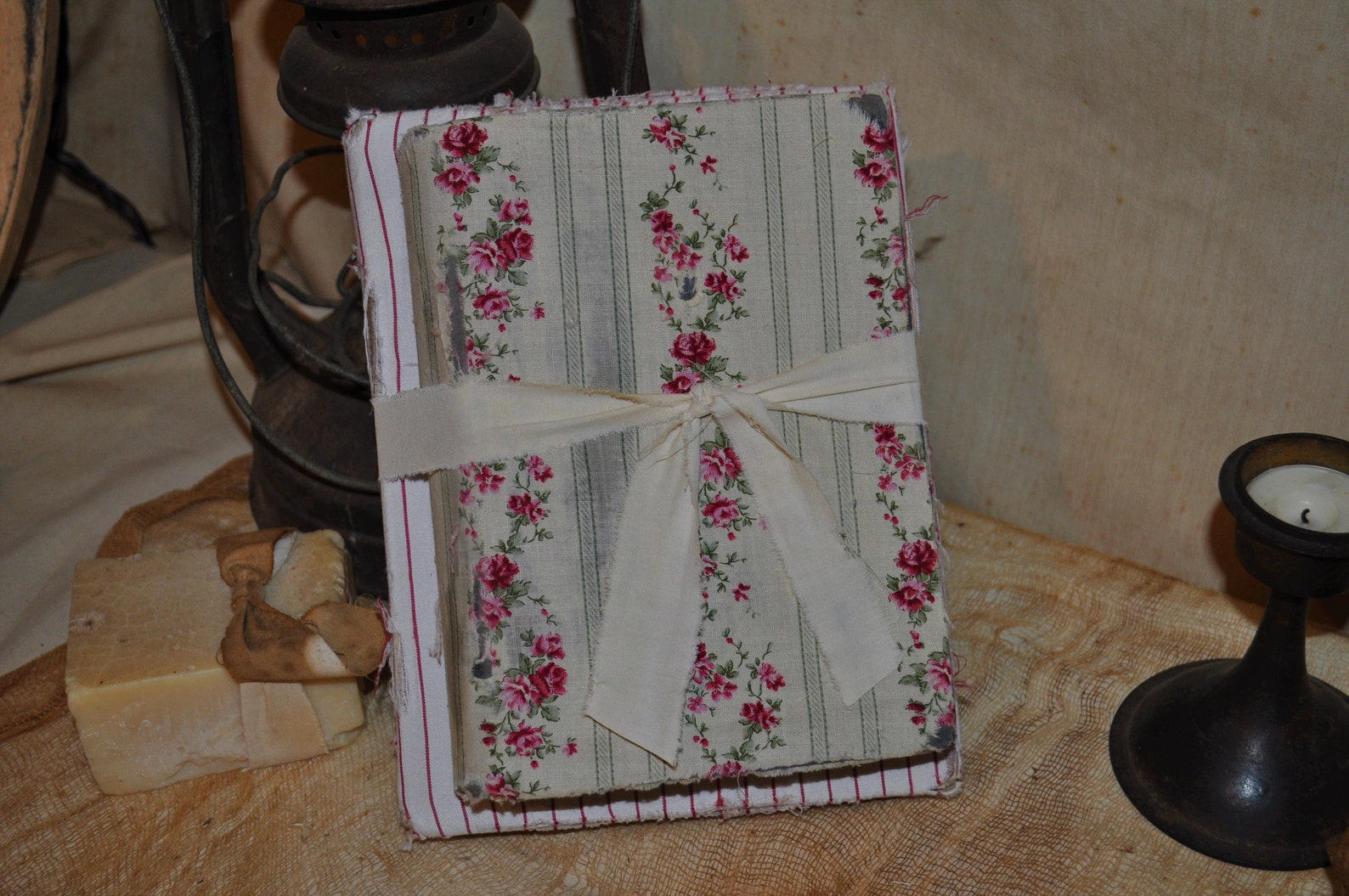2 Primitive / Victorin / Colonial Time Worn 19c Fabric Covered Books ...