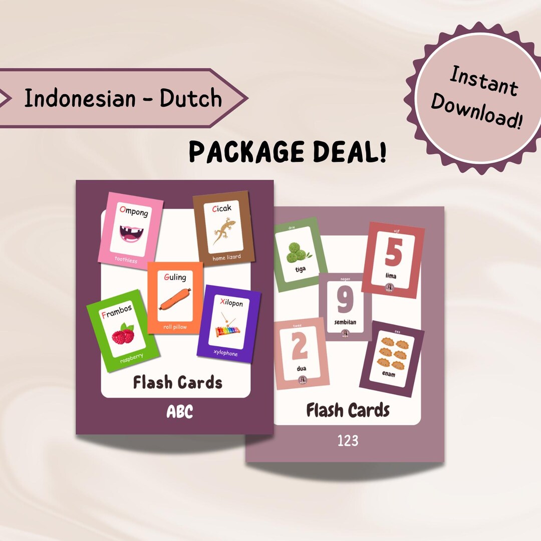 1-20 + ABC | Package Deal | Flashcards | Indonesian | Dutch ...