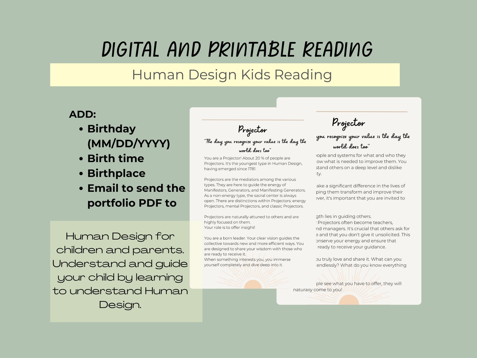 Human Design Reading for Kids-blueprint Unique Baby Gift-maternity Gift ...