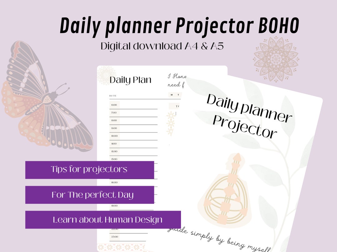 Human Design Daily Planner Projector Bohohemian- Birth Chart- Body ...