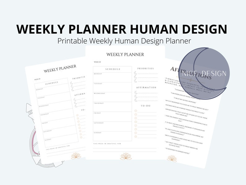 Weekly Planner for Generators- Human Design- Affirmations- Tips to ...